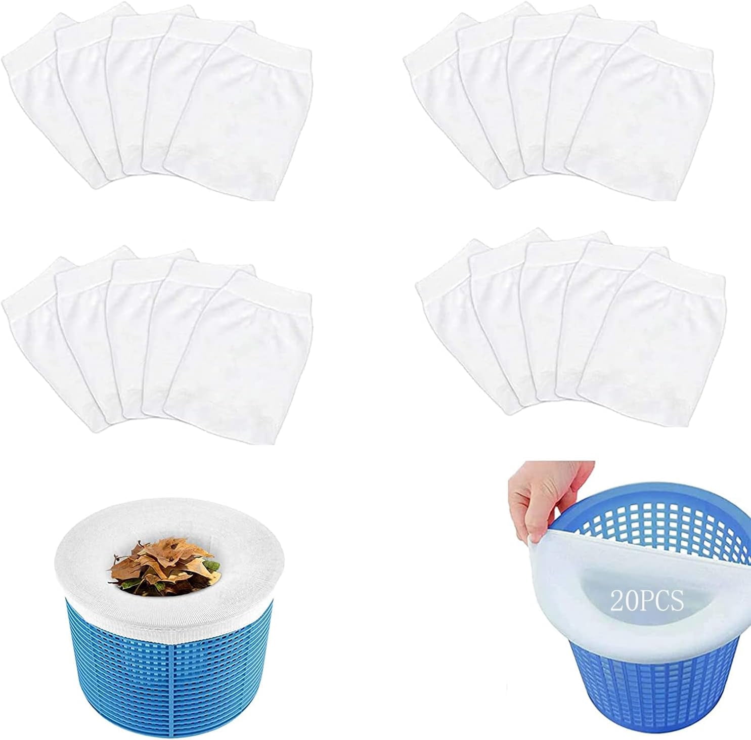 Swimming Pool Skimmer Filter, 20 Pieces Swimming Pool Skimmer Socks ...