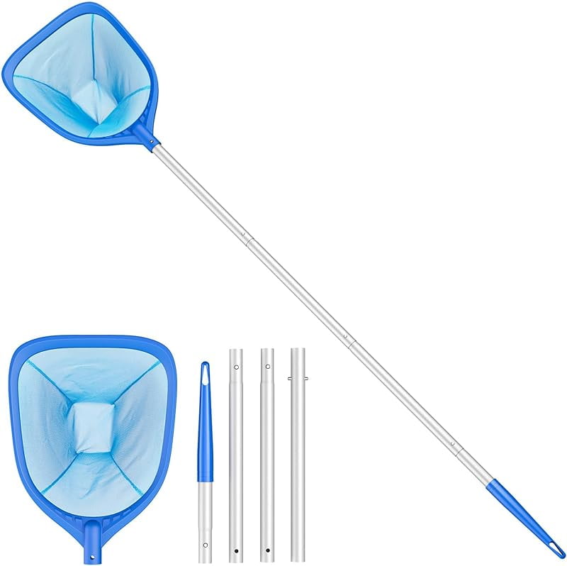 Swimming Pool Skimmer Net Total Length 57 inches, Leaf Rake Net with 4 ...
