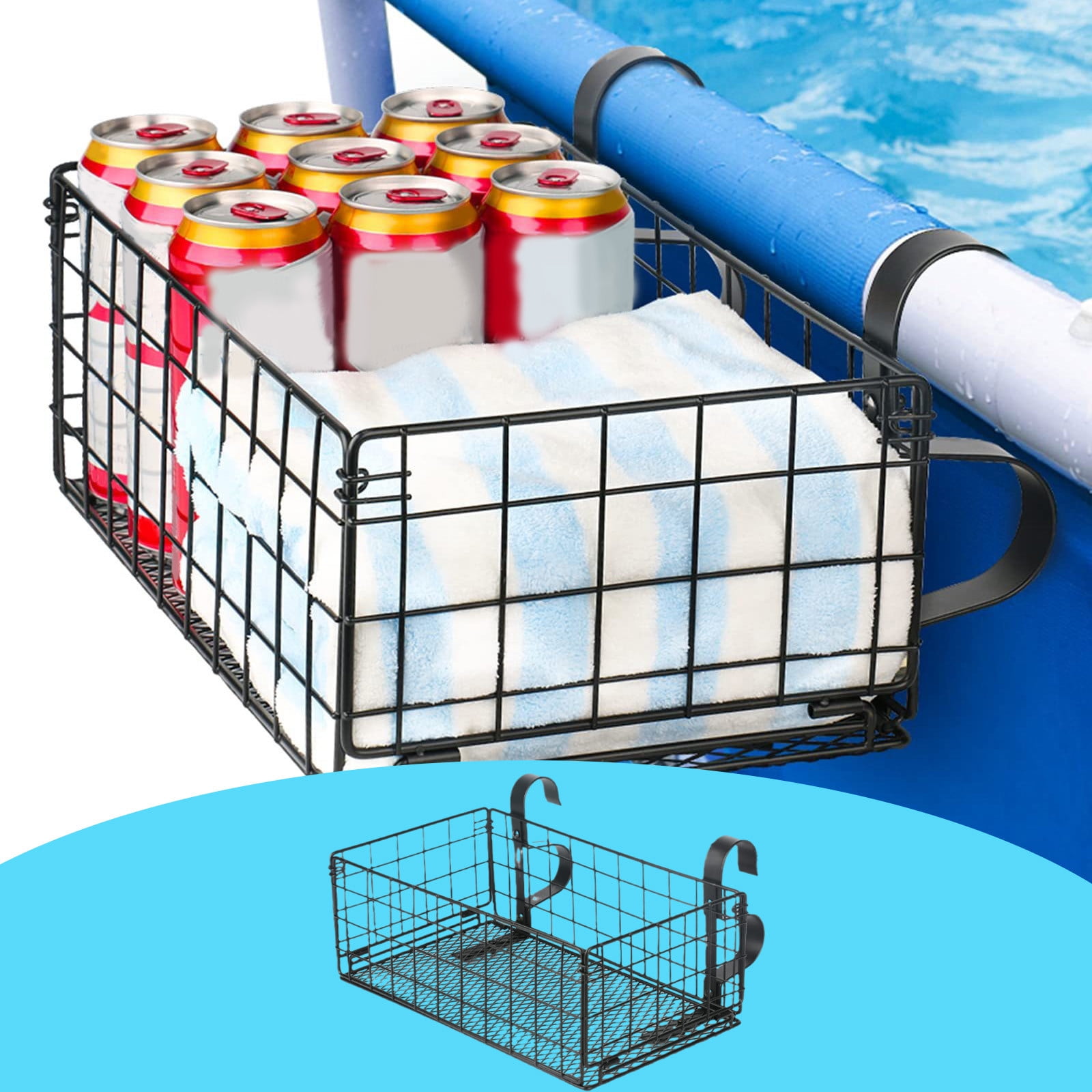 Swimming Pool Storage Basket, Foldable Metal Rack, Large Capacity + No ...