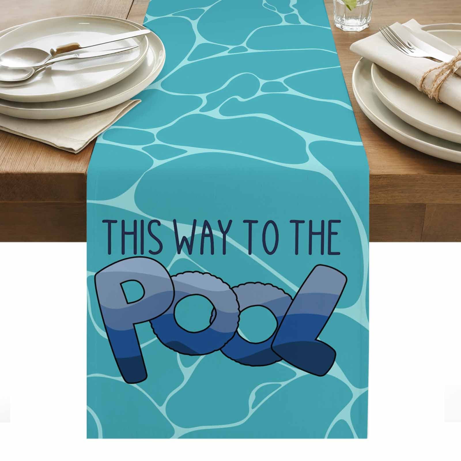 Swimming Pool Table Runner - 120 Inch Long, Kitchen Dining Table Runner ...