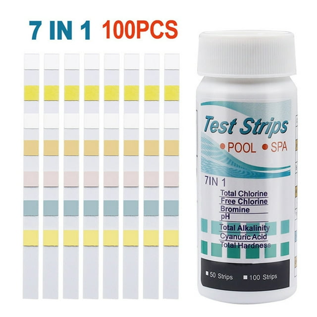 Swimming Pool Test Kit 7-in-1 Test Strips for Hardness Chlorine Bromine ...