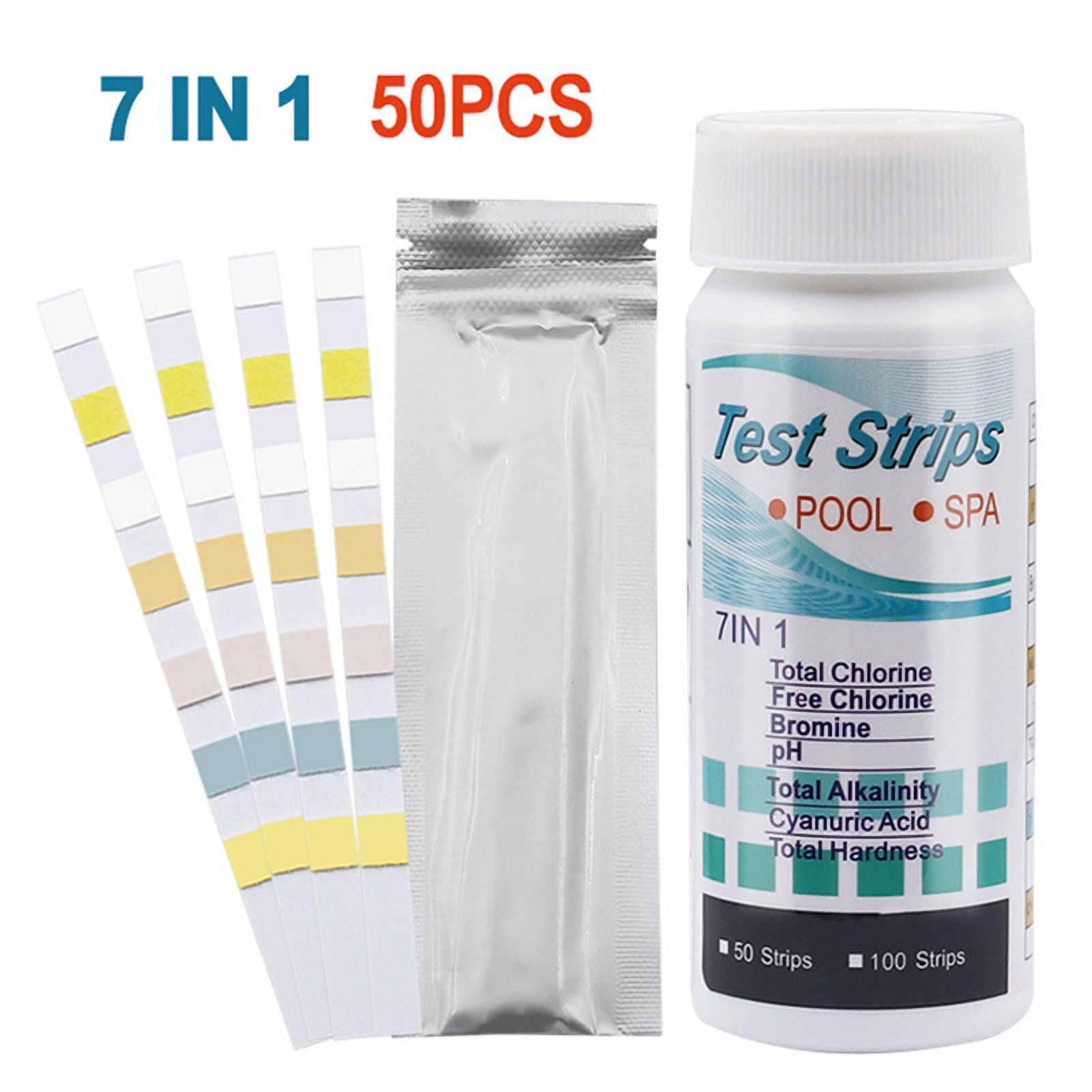 Swimming Pool Test Kit 7-in-1 Test Strips for Hardness Chlorine Bromine ...