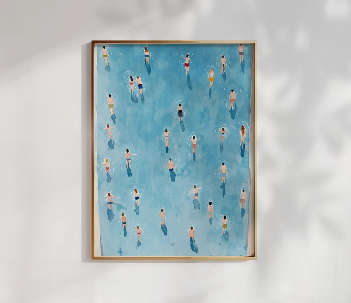 Swimming Pool Of Tiny People, Swimmer Gift, Beach House Decor ...