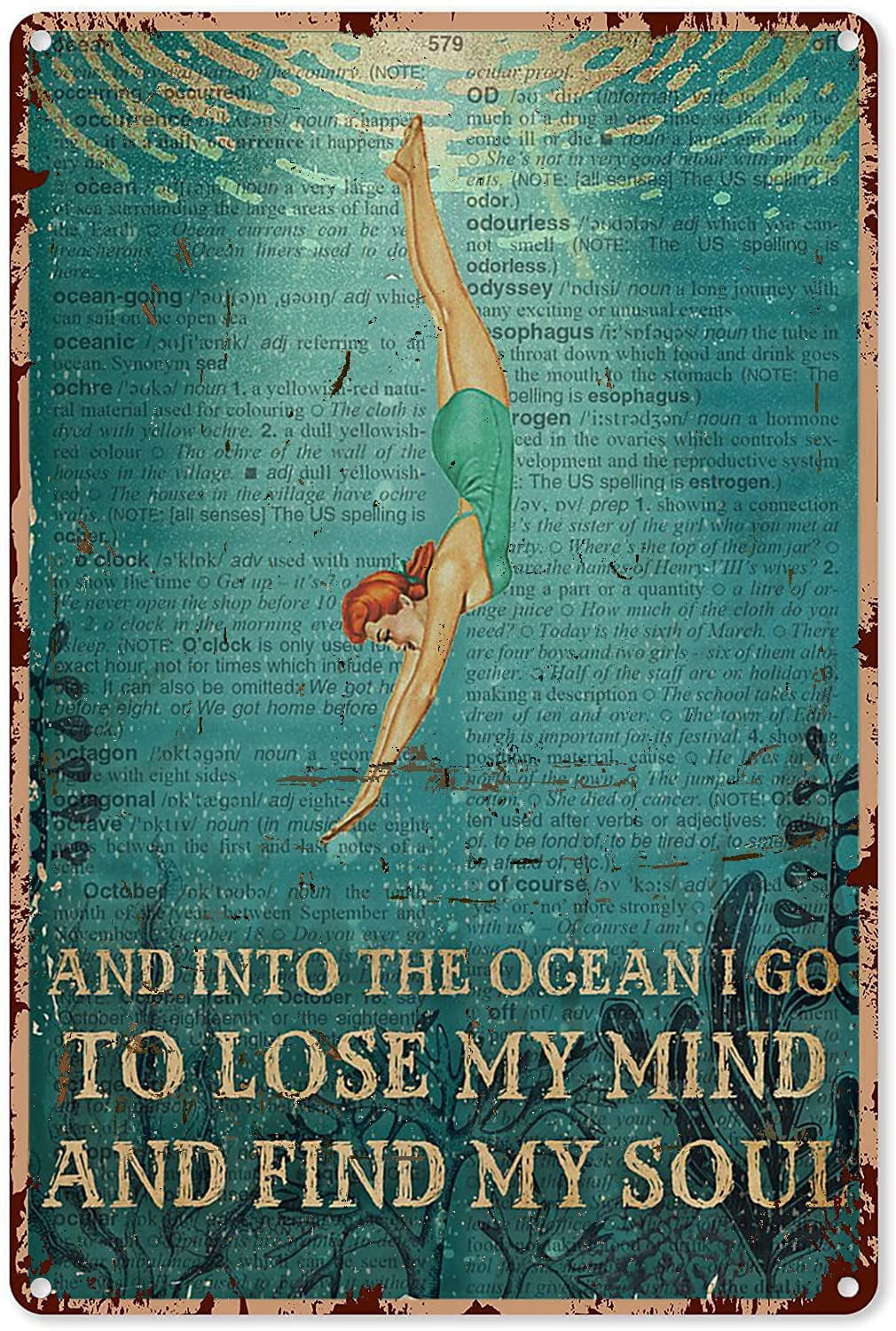 Swimming Pool Wall Art Decor Dachshund Beach Club Metal Sign Decor Tin ...