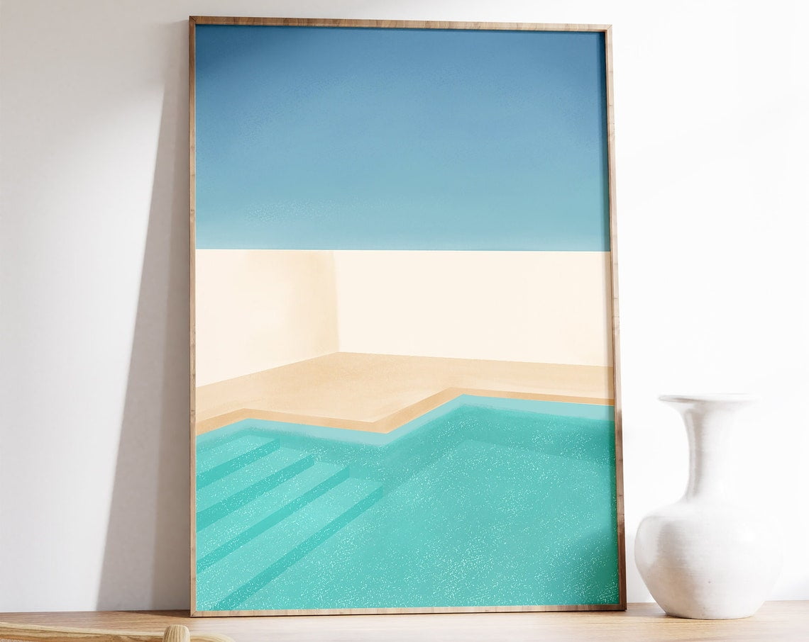 Swimming Pool Wall Art, Swimming Art Print, Swimming Poster, Blue Art ...