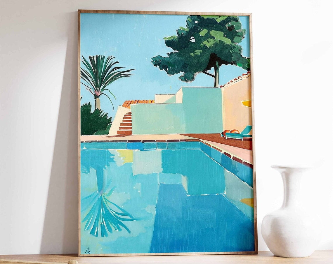 Swimming Pool Wall Art, Swimming Art Print, Swimming Poster, Blue Art ...