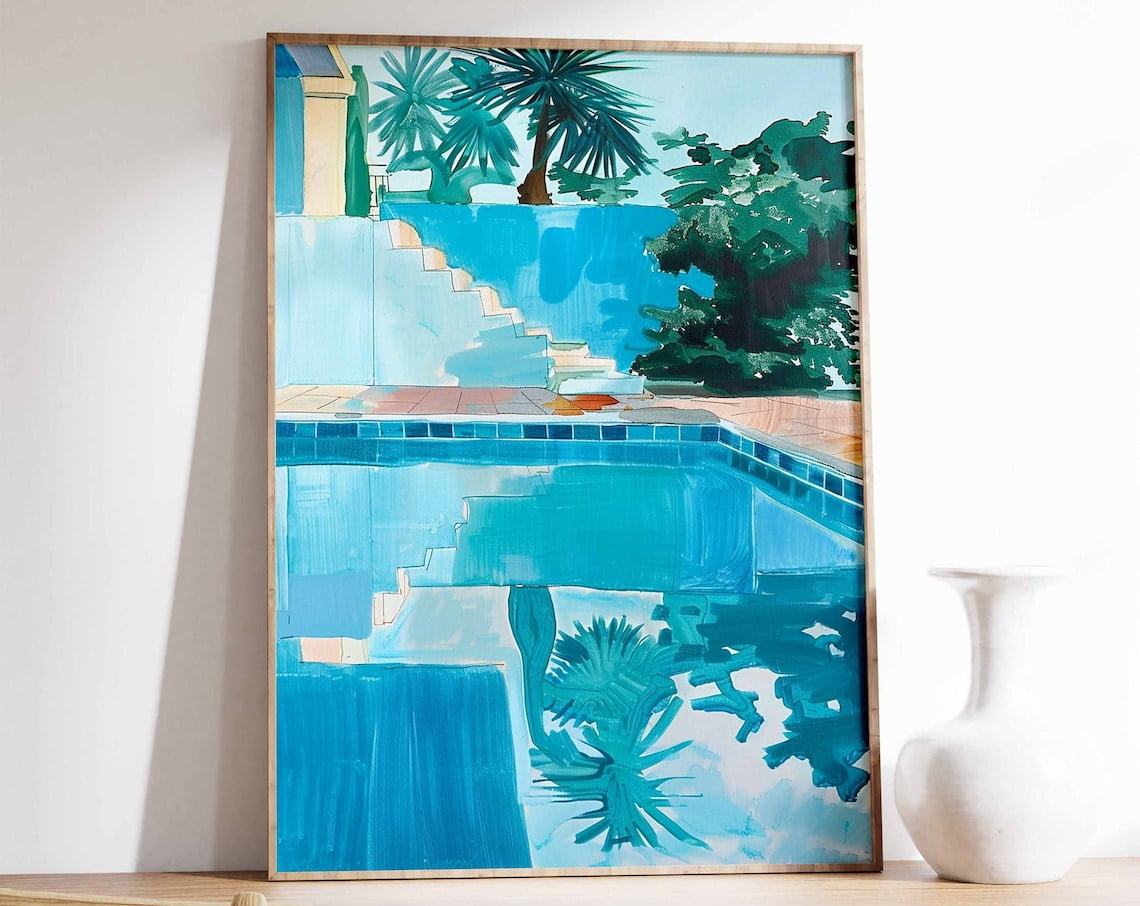 Swimming Pool Wall Art, Swimming Art Print, Swimming Poster, Blue Art ...