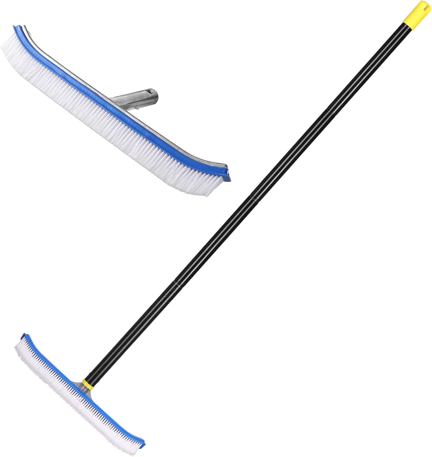 Swimming Pool Wall Tile Brush,18" Polished Aluminum Back Pool Scrub ...