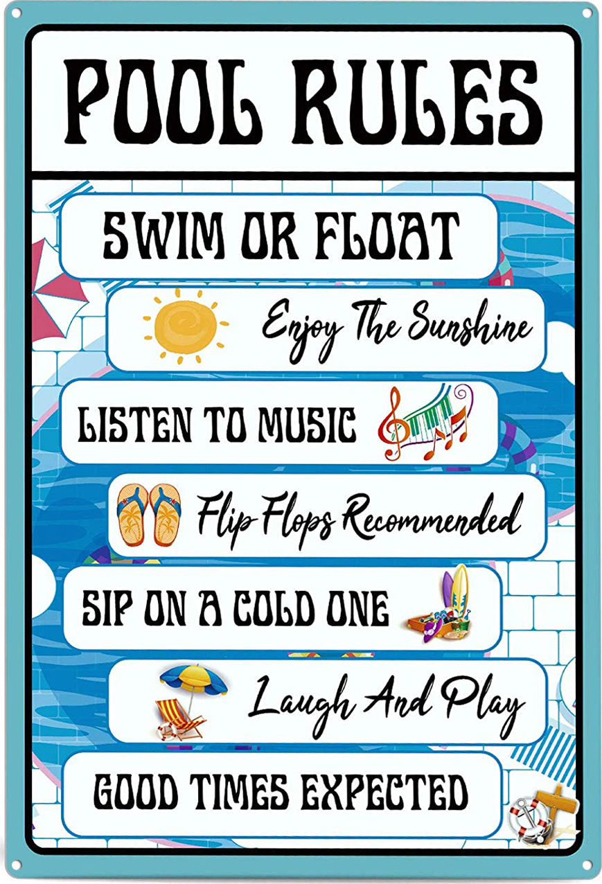 Swimming Pool Warning Signs, Swimming Slogans, Billboard Signs, Metal ...
