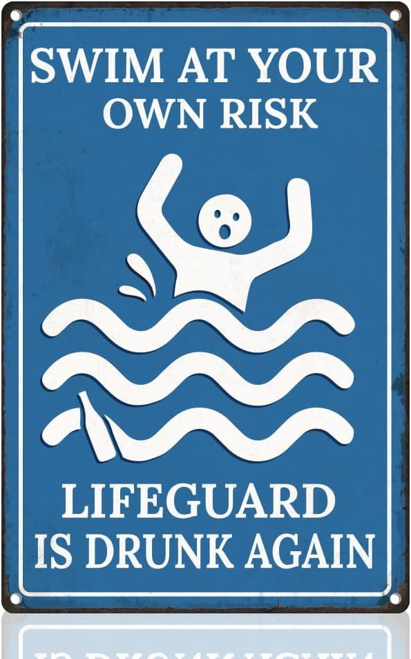 Swimming Pool Warning Vintage Wall Decor Metal Tin Sign 8" x 12" Swim ...