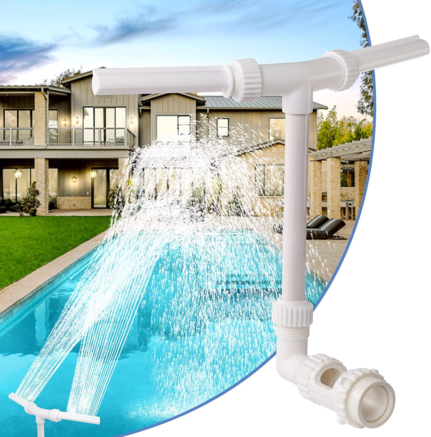 Swimming Pool Waterfall Fountain Spray - 2 Fountain Heads Water ...
