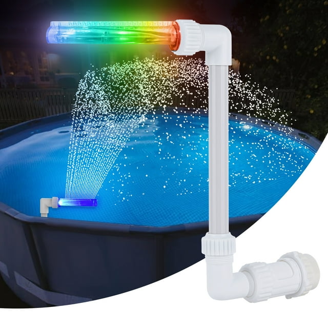 AMHOEEN 7-Color LED Swimming Pool Waterfall Fountain, Outdoor Inground ...
