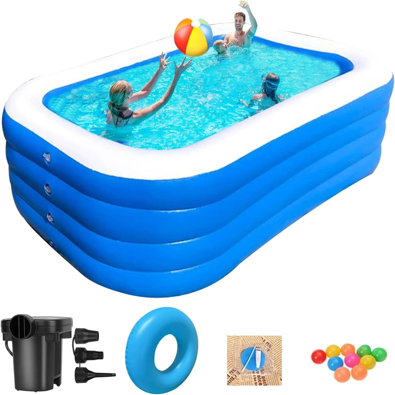 Swimming Pool YOUHEDS Inflatable Pool, 71” x 51” x 28” Above Ground ...