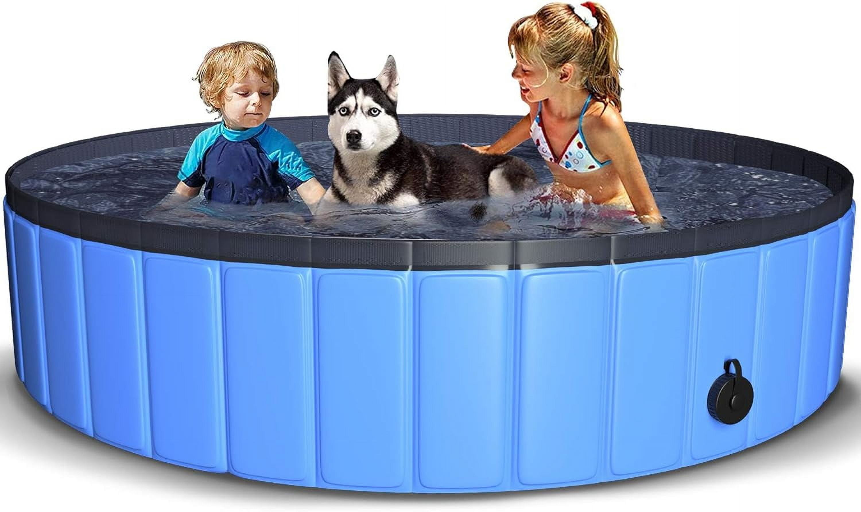 Swimming Pool for Large Dogs, 63"x12" Collapsible Dog Pool, Foldable ...