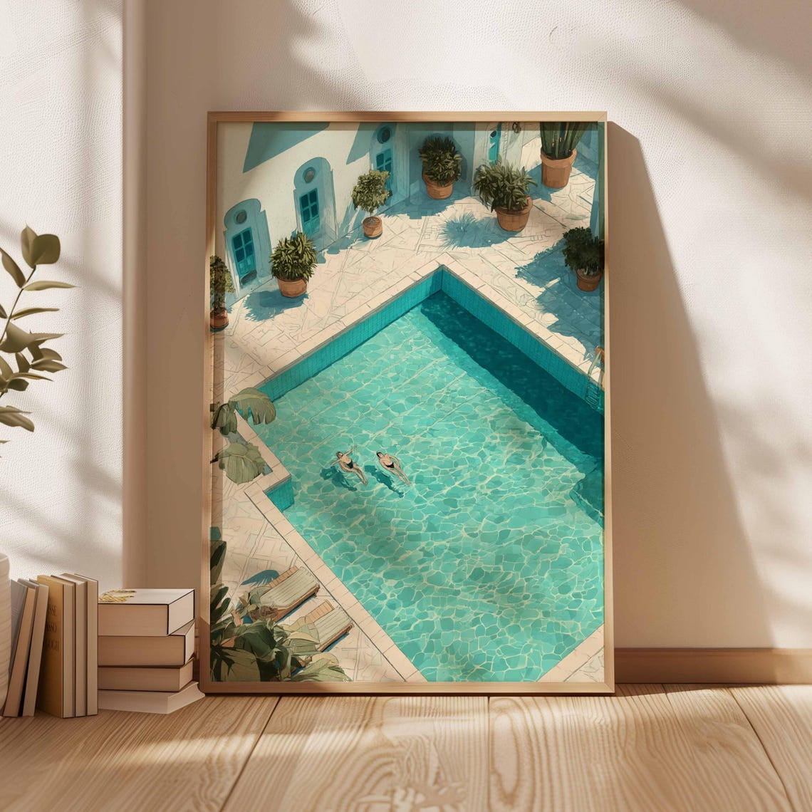 Swimming Poster, Retro Swimming Print, Beachy Wall Art, Blue Wall Art ...