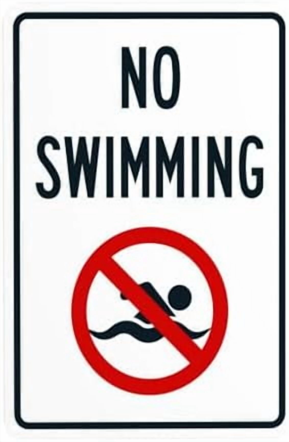 No Swimming With Prohibited Symbol Warning Sign, Pool Rules Security ...