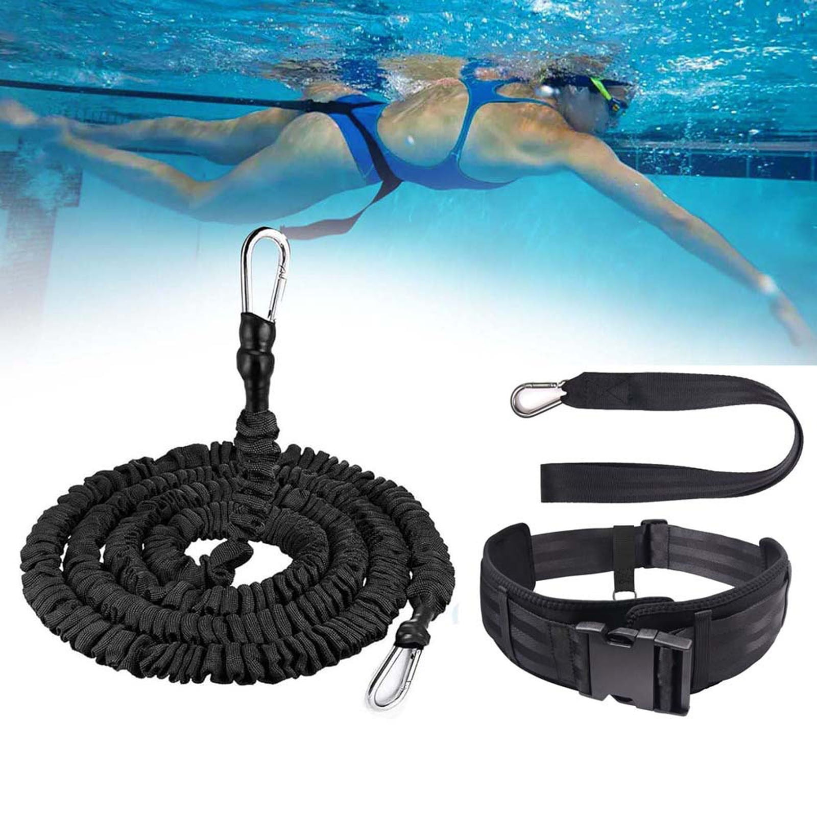 Swimming Resistance Training Belt Set with Tension Rope, Strength ...