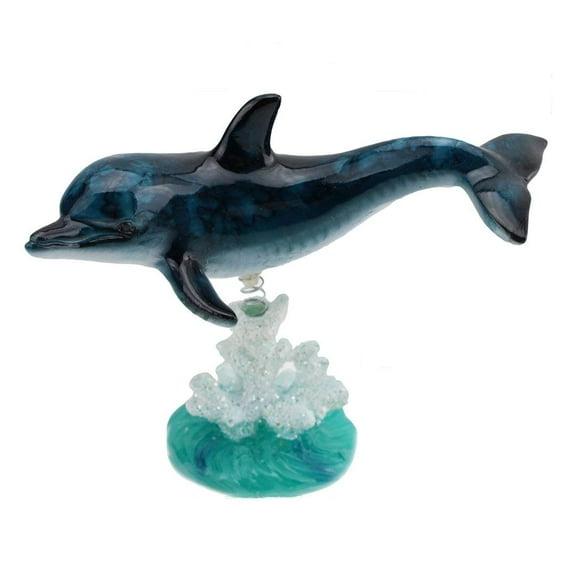 Swimming Sea Creatures On Glazed White Blue Coral Base Statue ~ Dolphin ...