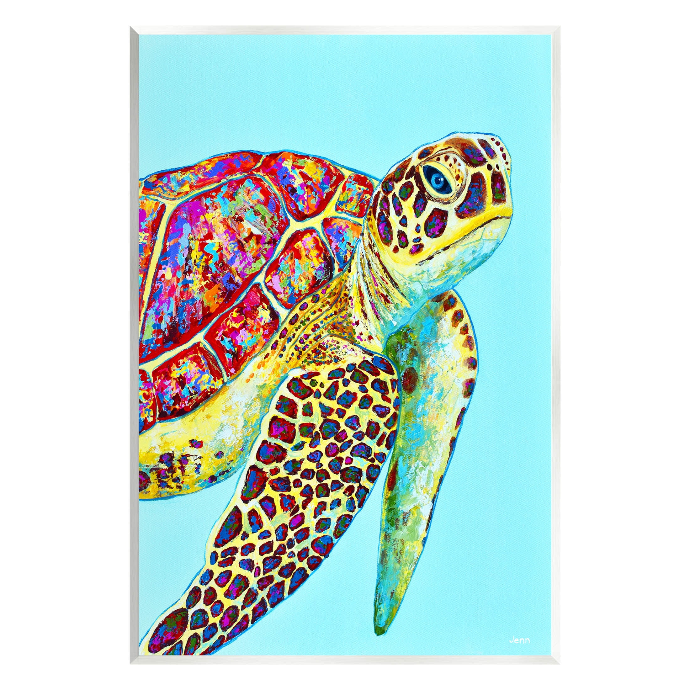 Stupell Industries Sea Turtle Turquoise Wall Art Unframed Print Ocean ...