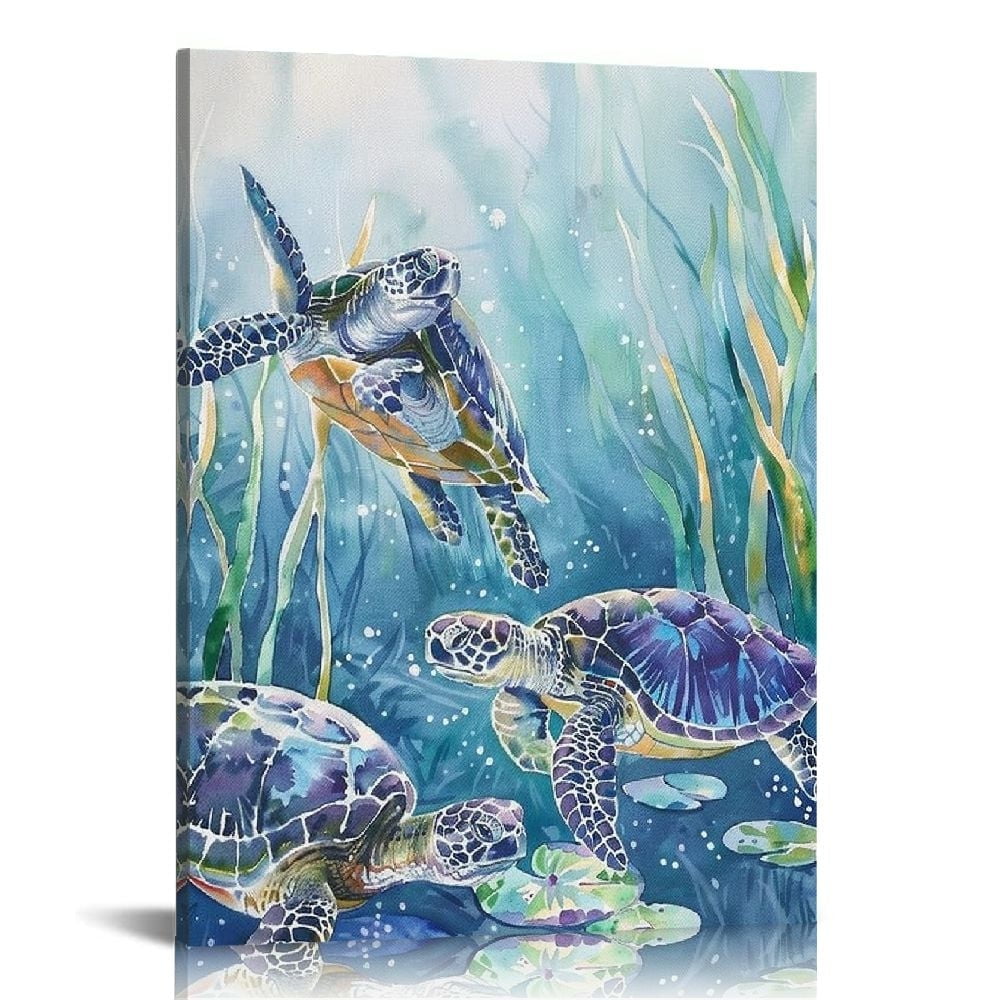 Swimming Sea Turtles Art Print Swimming Sea Turtles Art Print - 12x16 ...
