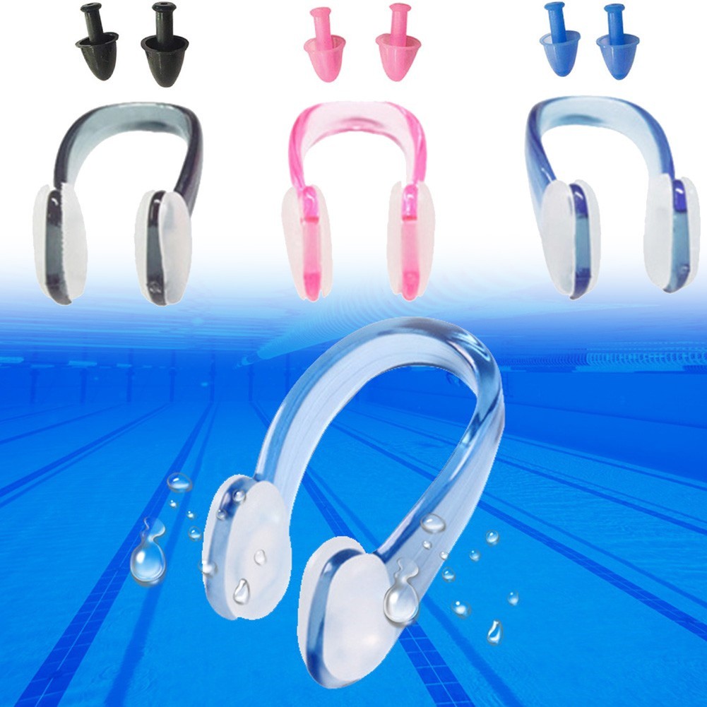 Swimming Soft Silicone Nose Clip Ear Kits Swimmer Nose Clip Ear Buds ...