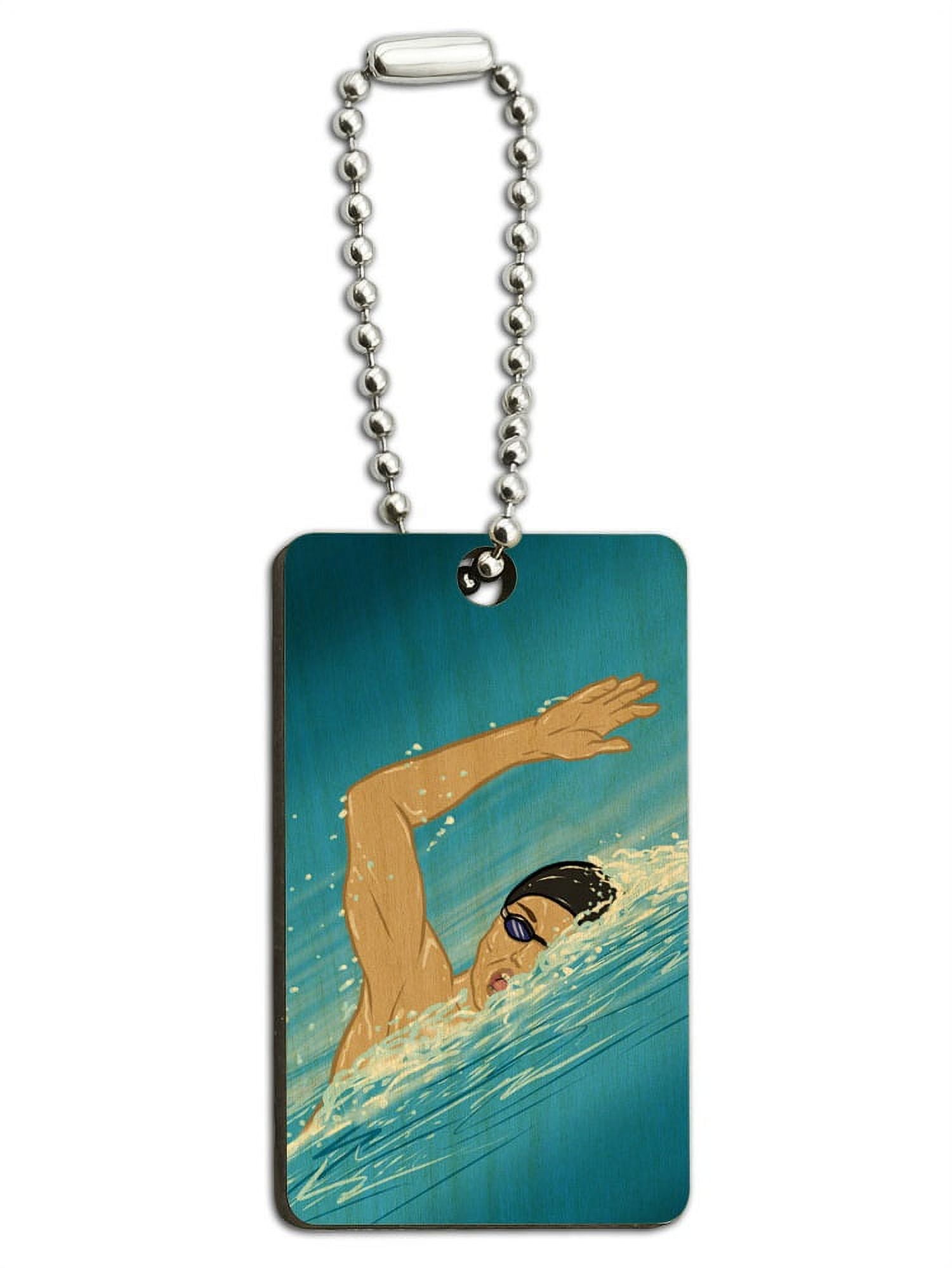 Swimming - Swim Freestyle Pool Sport Wood Rectangle Key Chain - Walmart.com
