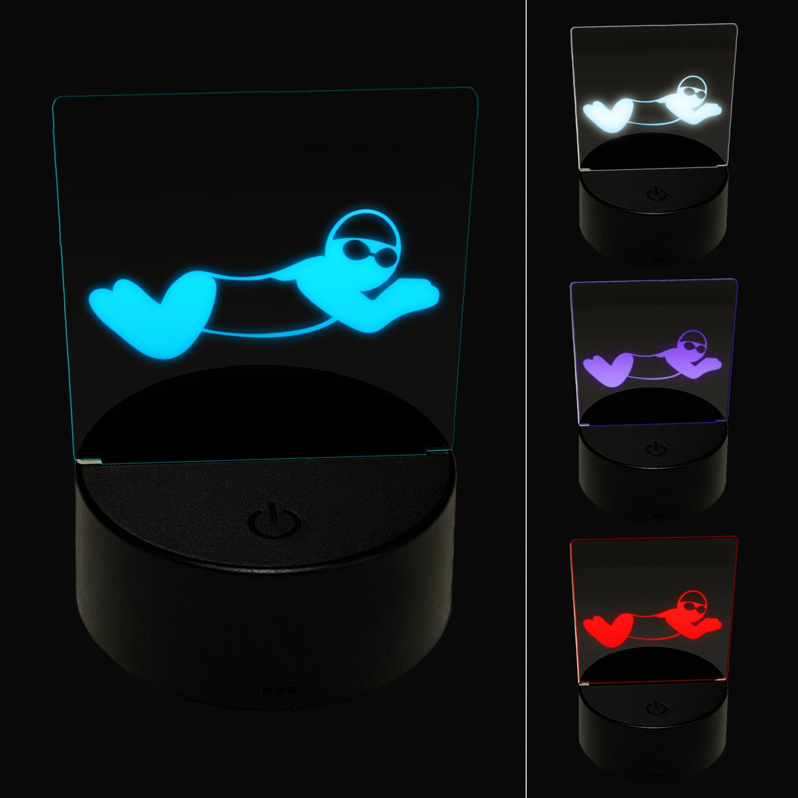 Swimming Swimmer Breaststroke LED Night Light Sign 3D Illusion Desk ...