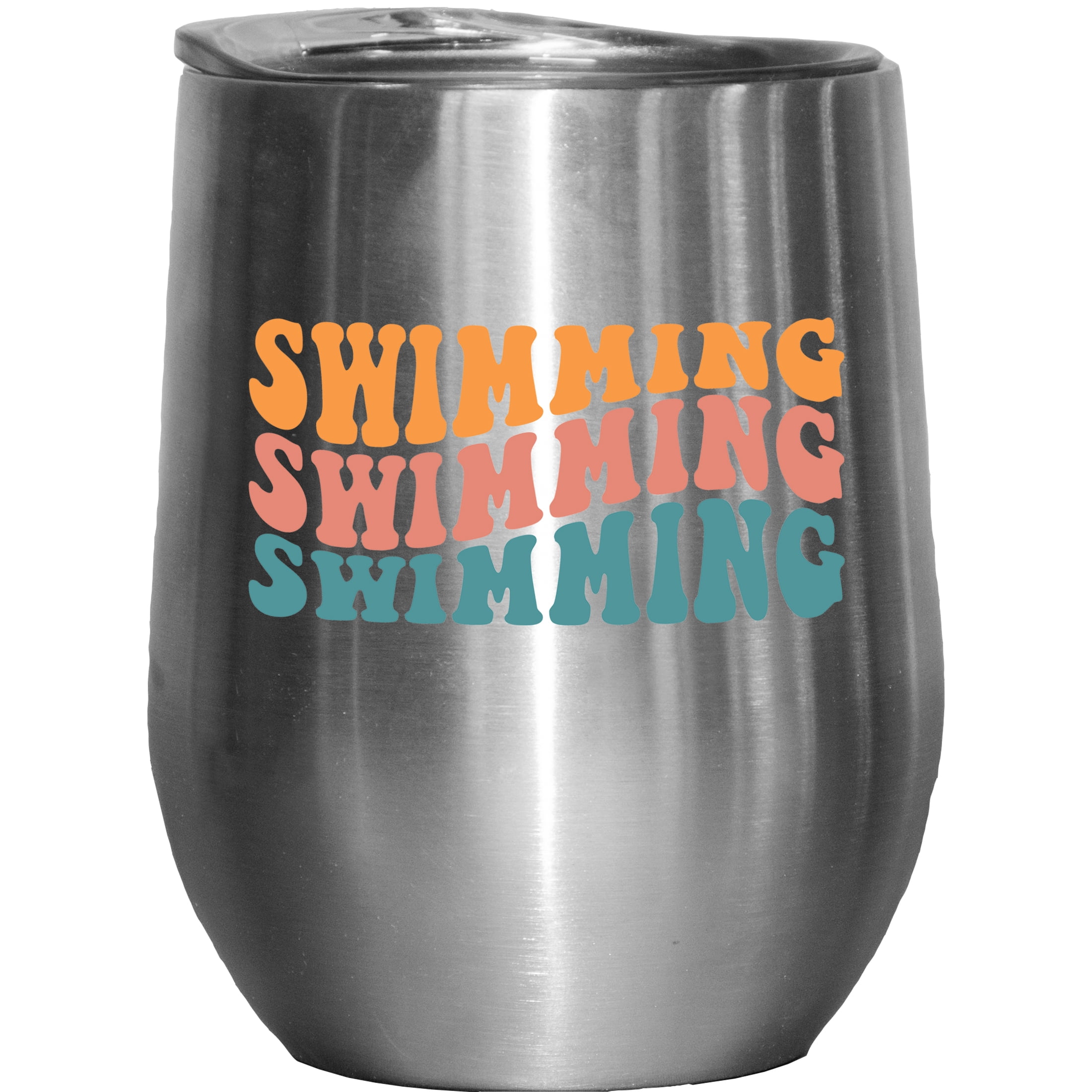 Swimming, Swimmer Themed, Groovy Retro Wavy Text Merch Gift, Stainless ...
