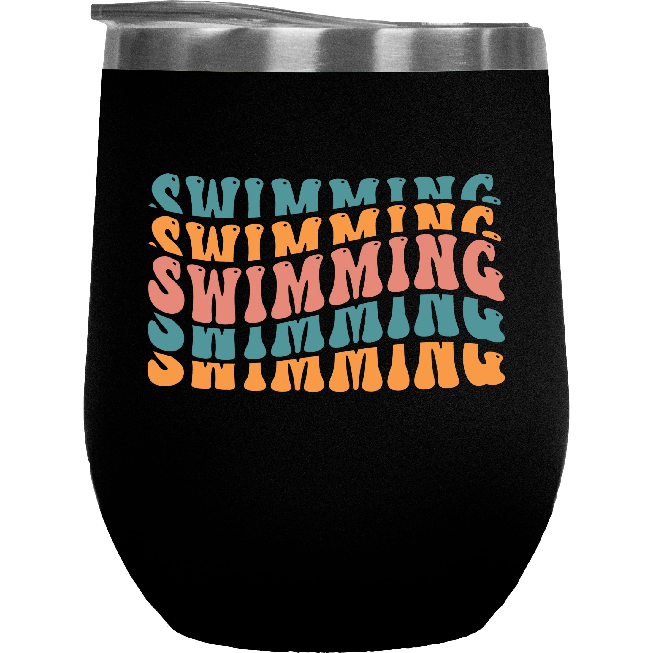 Swimming, Swimmer or Swim Coach Themed, Groovy Retro Wavy Text Merch ...