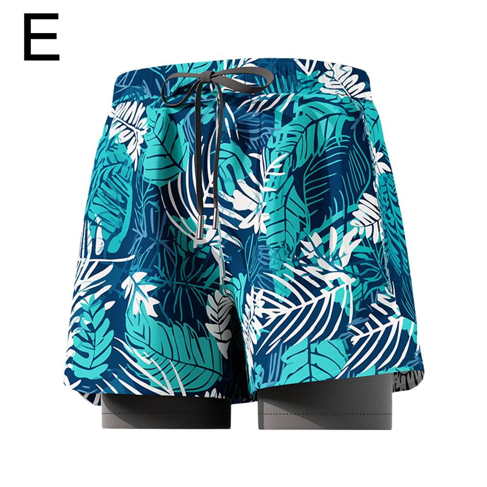Swimming Trunks with Compression Liner Stretch Mens Quick in Swimwear ...