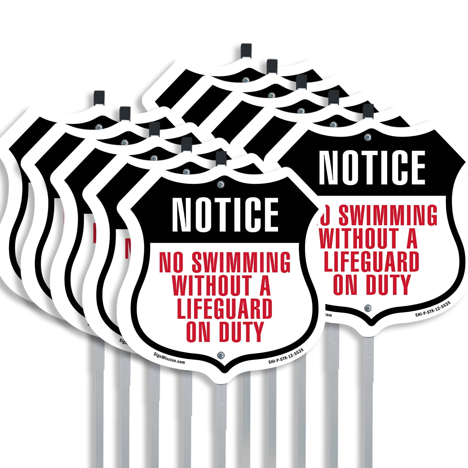 No Swimming Without A Lifeguard On Duty (10 Pack) 12 inch X 12 inch ...