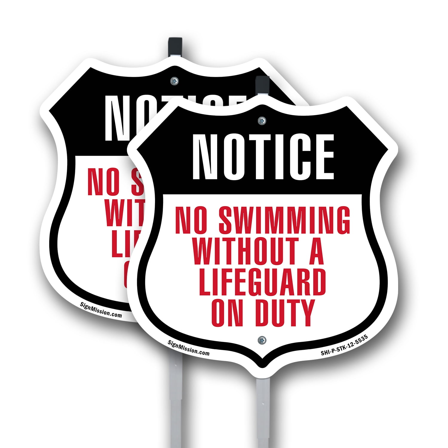 No Swimming Without A Lifeguard On Duty (2 Pack) 12 inch X 12 inch ...