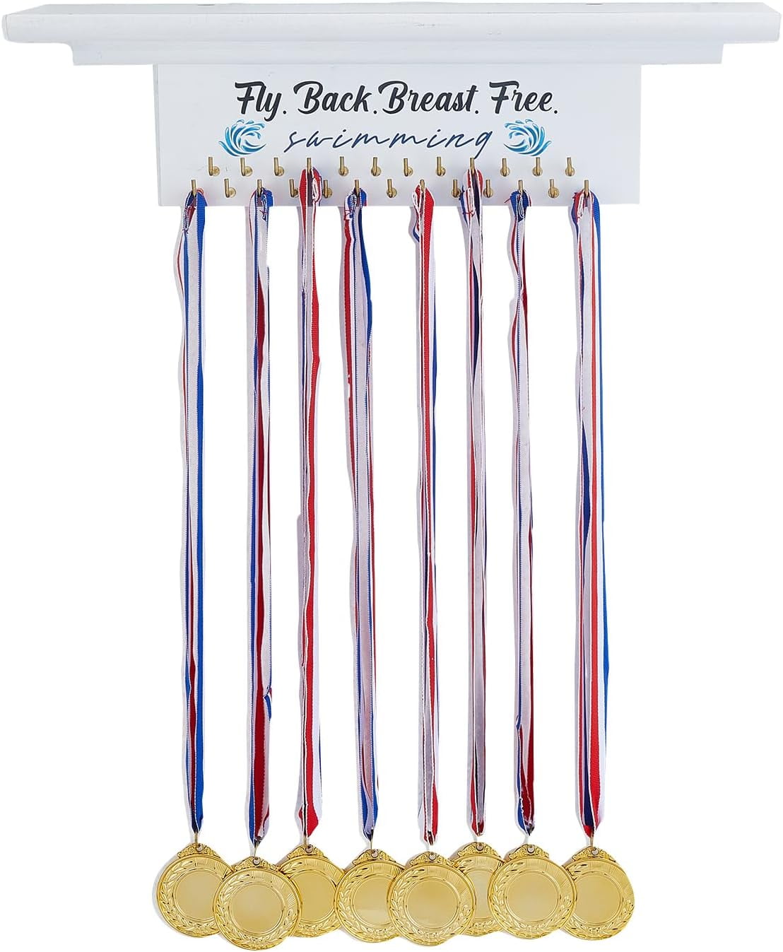 Swimming Wooden Medal Trophy Hanger Medal Holder Display Trophy Shelf ...