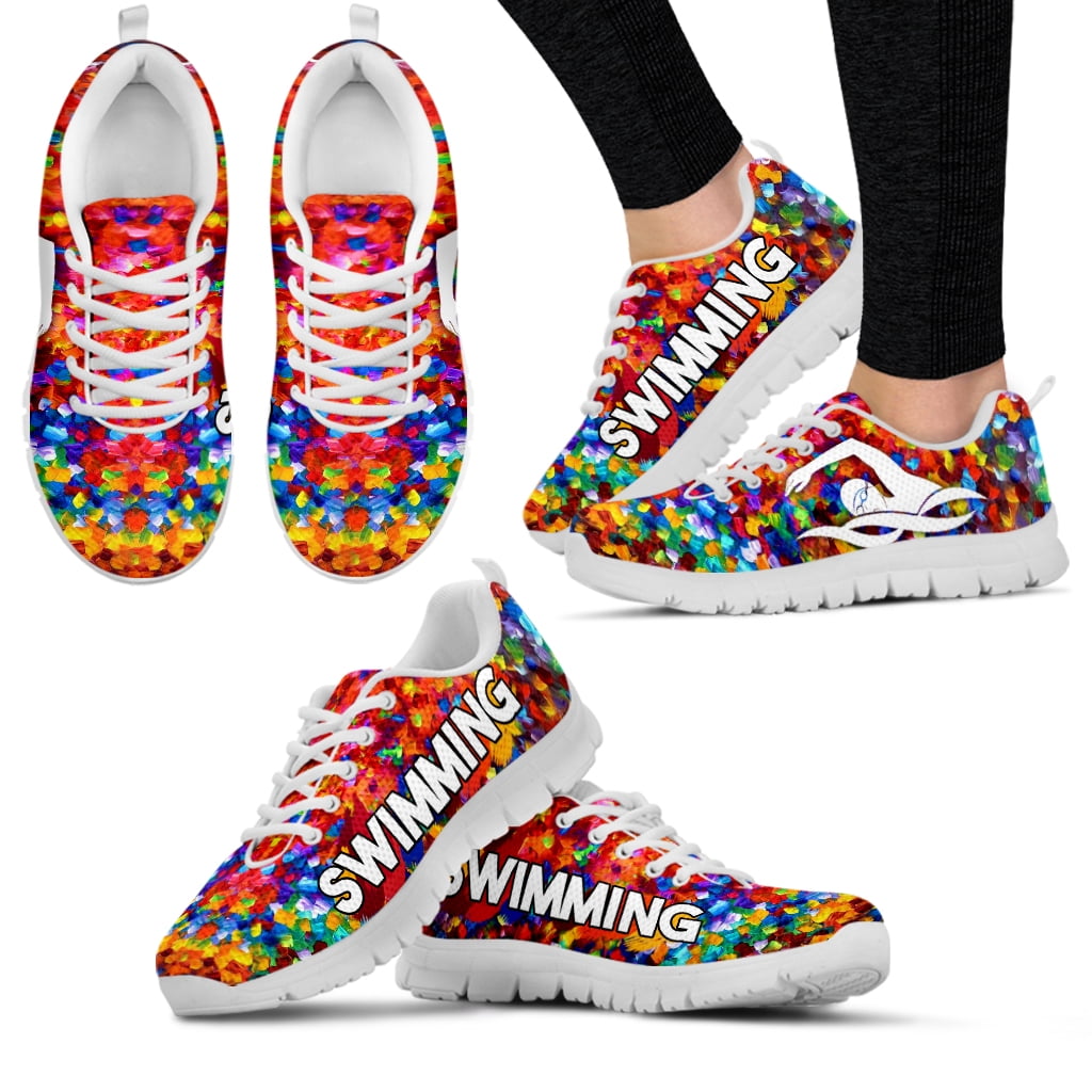 Swimming/golf/pickleball Design Fashion Sneakers Colorful Art Painting Print Sport Shoes Sports ...