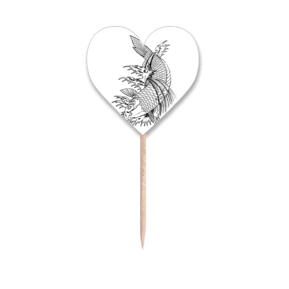 Swimng Tradition Chinese Fish Toothpick Flags Heart Lable Cupcake Picks ...