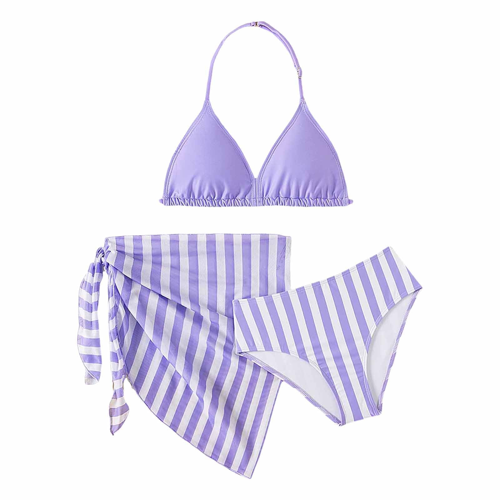 Swimsuit 3 Piece Bathing Suit Bikini Set with Cover Ups Skirt Summer ...