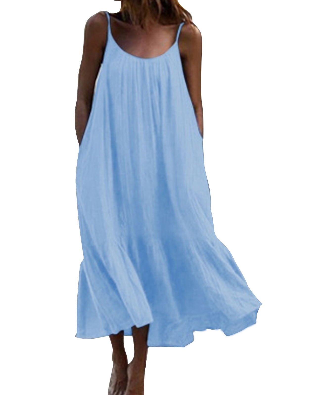 Shermie Women's Plus Size Swim Cover Up, Solid Color Round Neck with ...