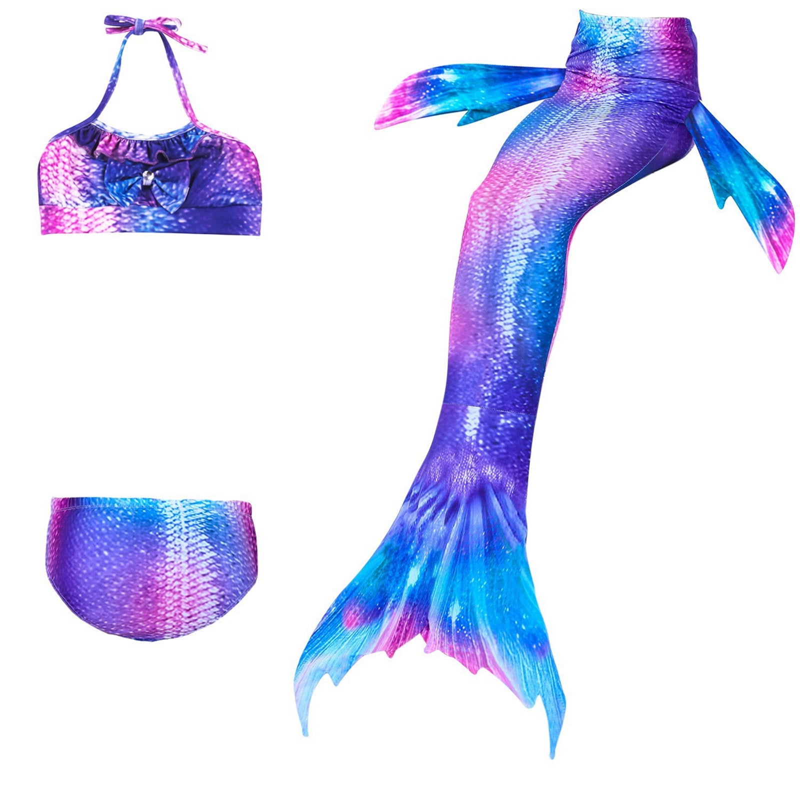 Swimsuit For Girls Spring Summer Resort Beach Sunscreen Solid Ruffles ...