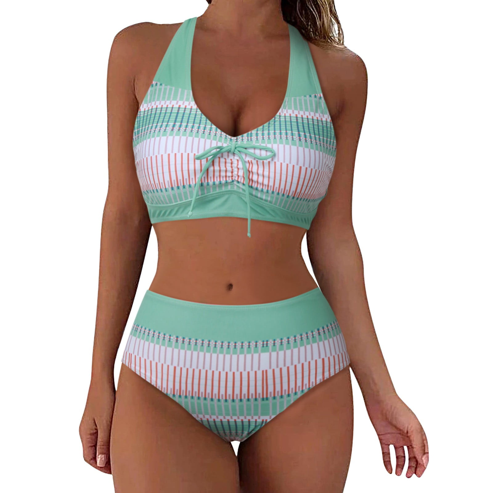 Swimsuit For Women 2024 Bikini High Waisted Sexy Split Bikini Striped