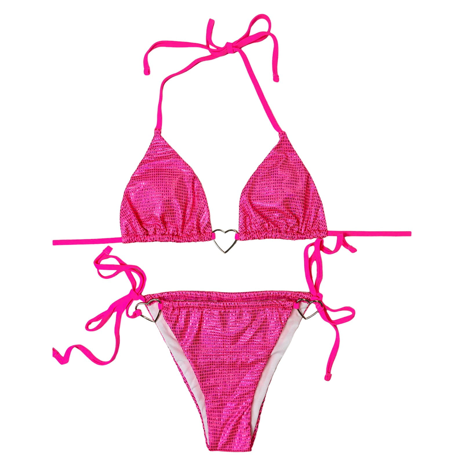 Swimsuit For Women Cute Swimwear Sexy Bikini Set Beach Seaside Swimming Shiny Three Point Bikini
