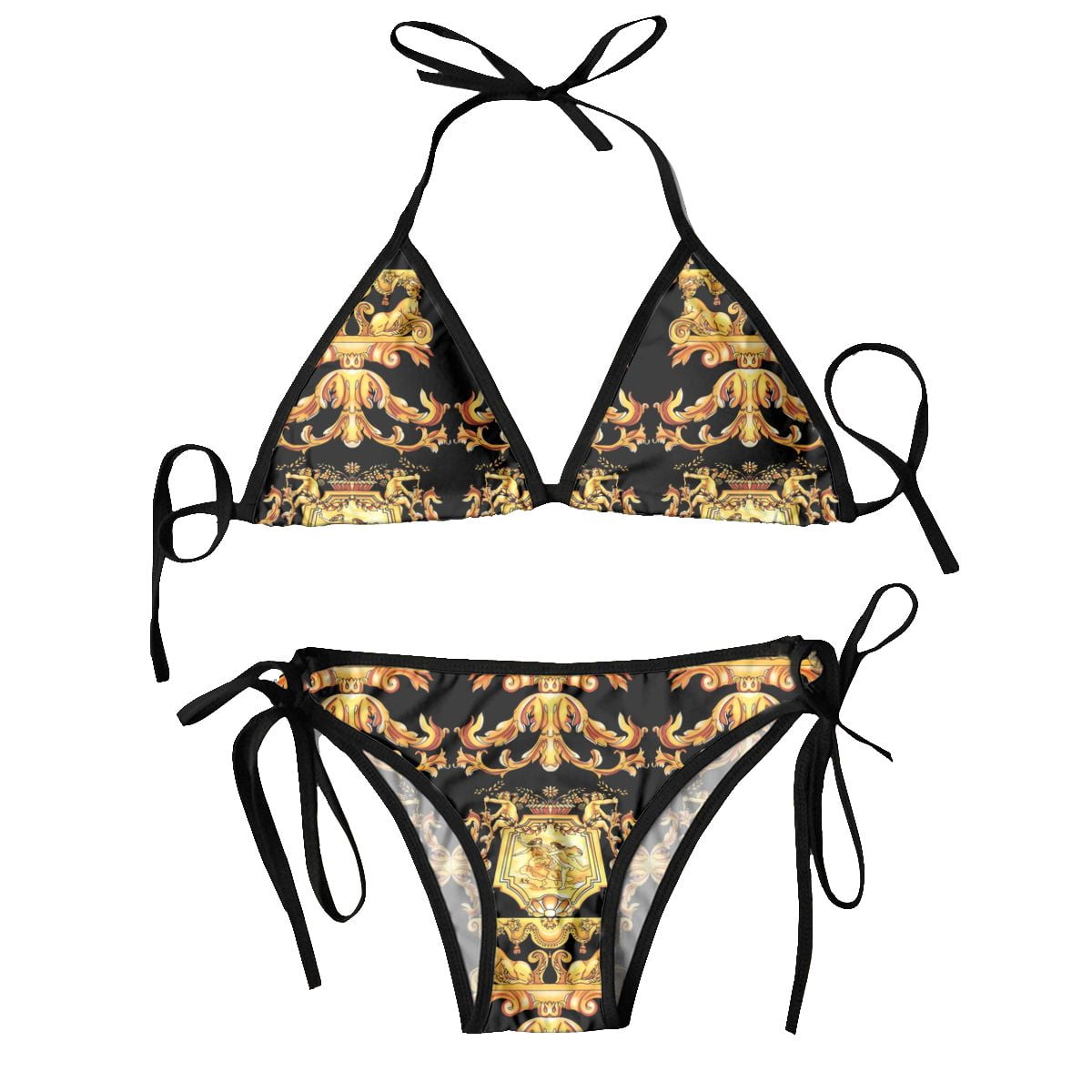Swimsuit Golden Baroque Mujer Women Swimwear Summer Beachwear Bathing ...