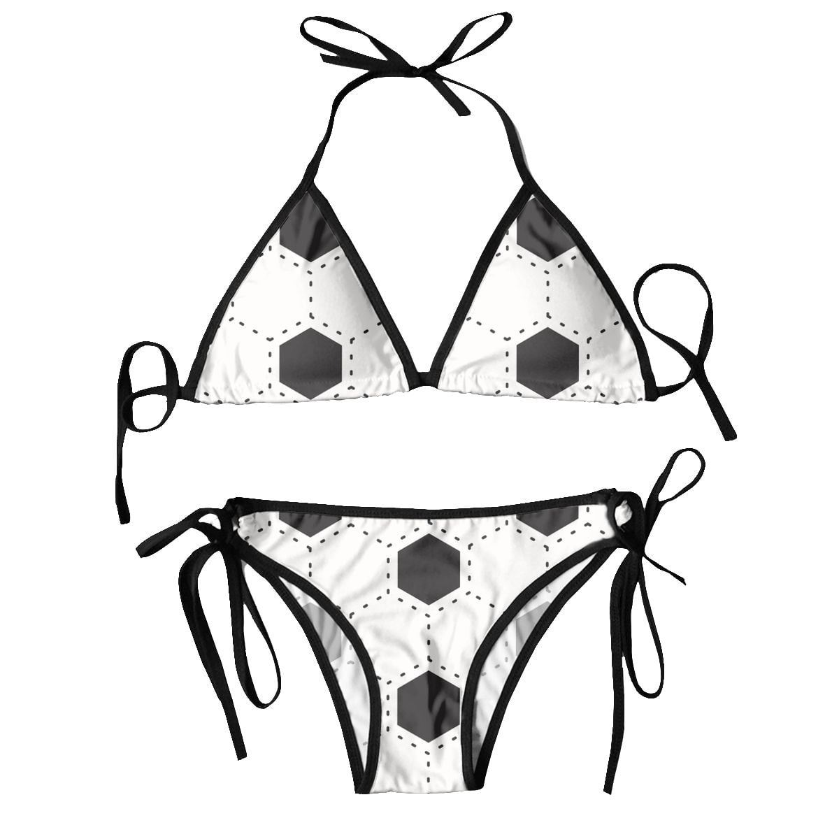 Swimsuit White And Black Football Soccer Ball Pattern Mujer Women ...