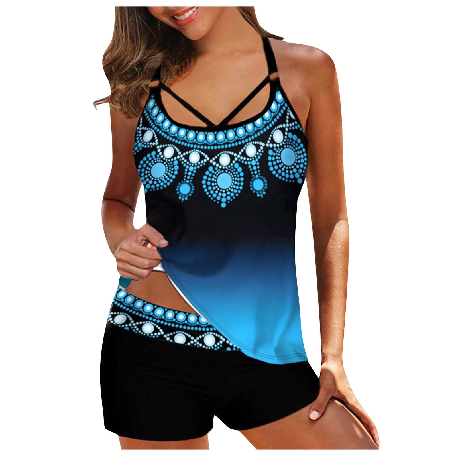 Swimsuit Women Tankini Bathing Suit Multi Color Tie-Dye Print Set Two ...