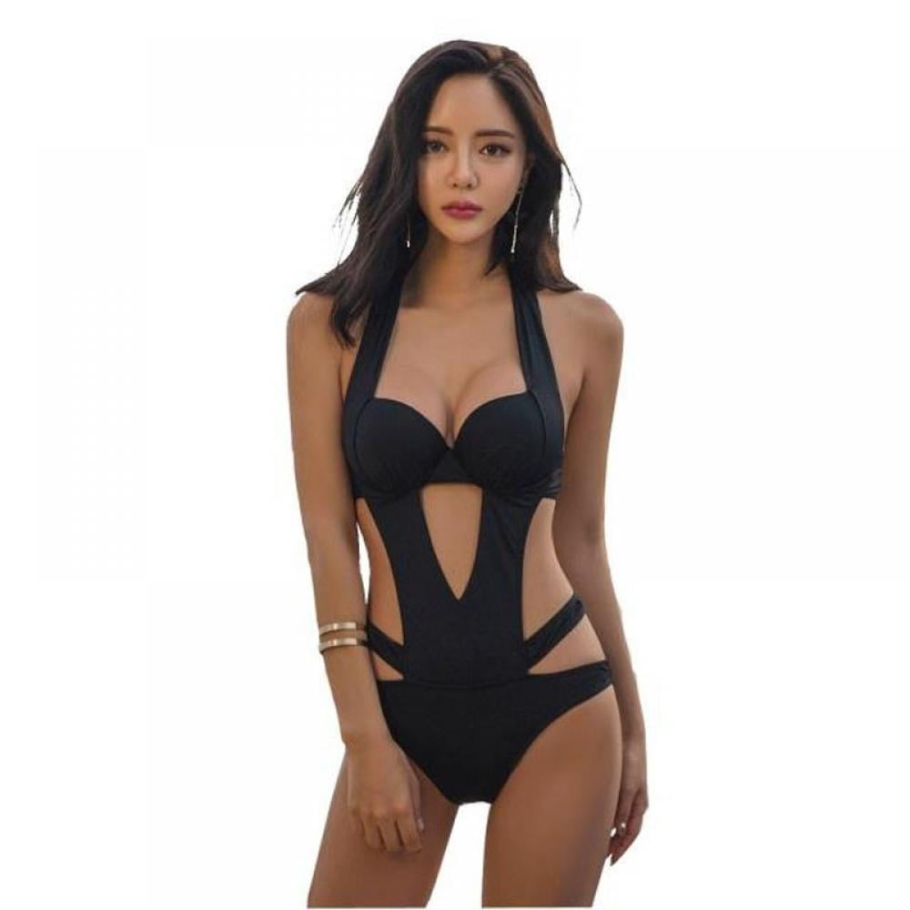 Swimsuit Womens Swimming Suit Hot Sexy Triangle One Piece Black Hollow