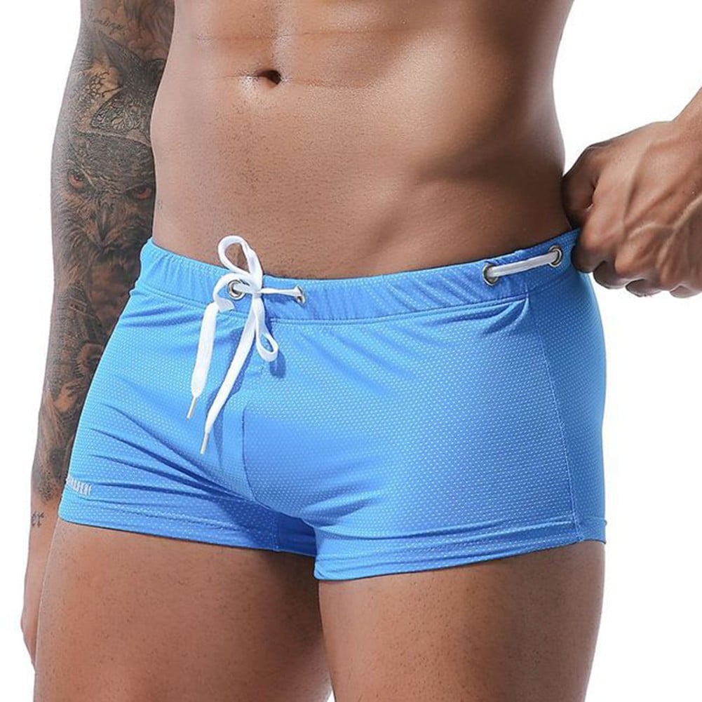 Swimsuit Boxer Briefs Swimming Short Mens Swim Shorts Sexy Beach Short Sky Blue