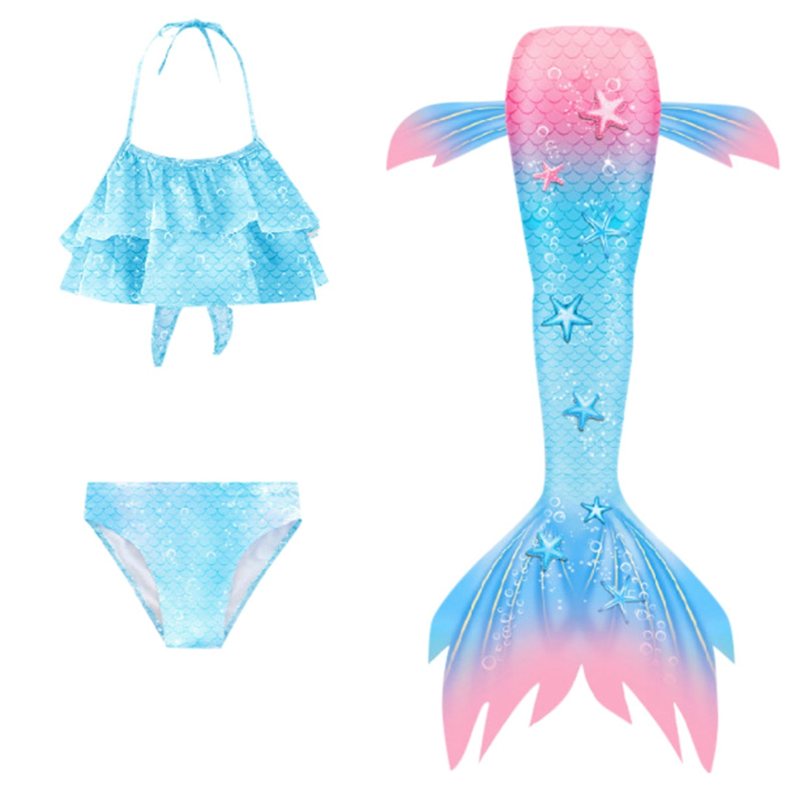 Swimsuit for Girls Halter Flounce Bikini Tankini Set Bikini Fish Tail ...