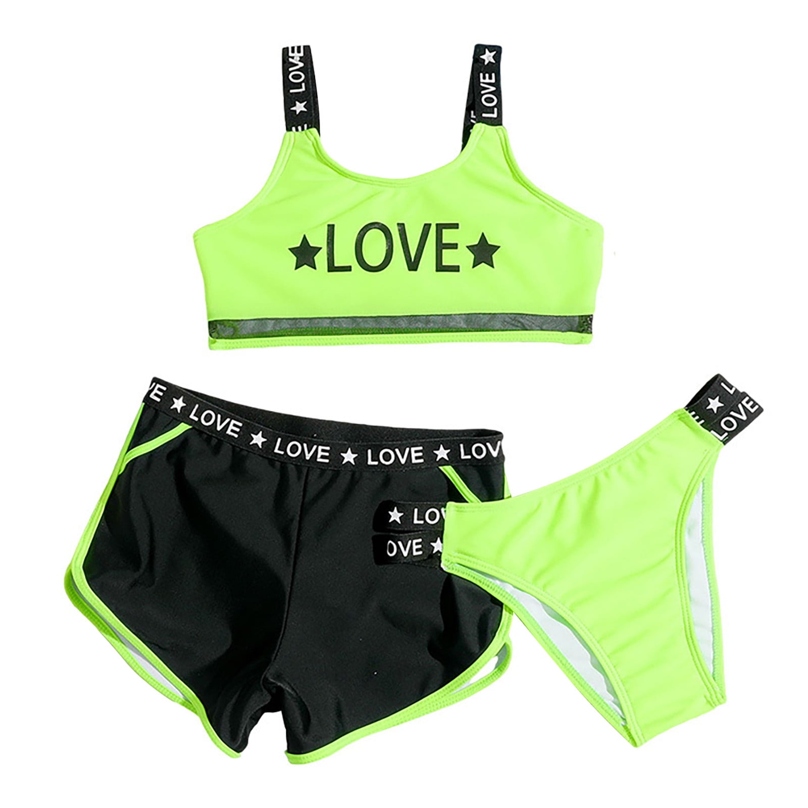 Swimsuit for Girls Kids Tops Underpants Letter Skirt Beach Wear Bikini ...