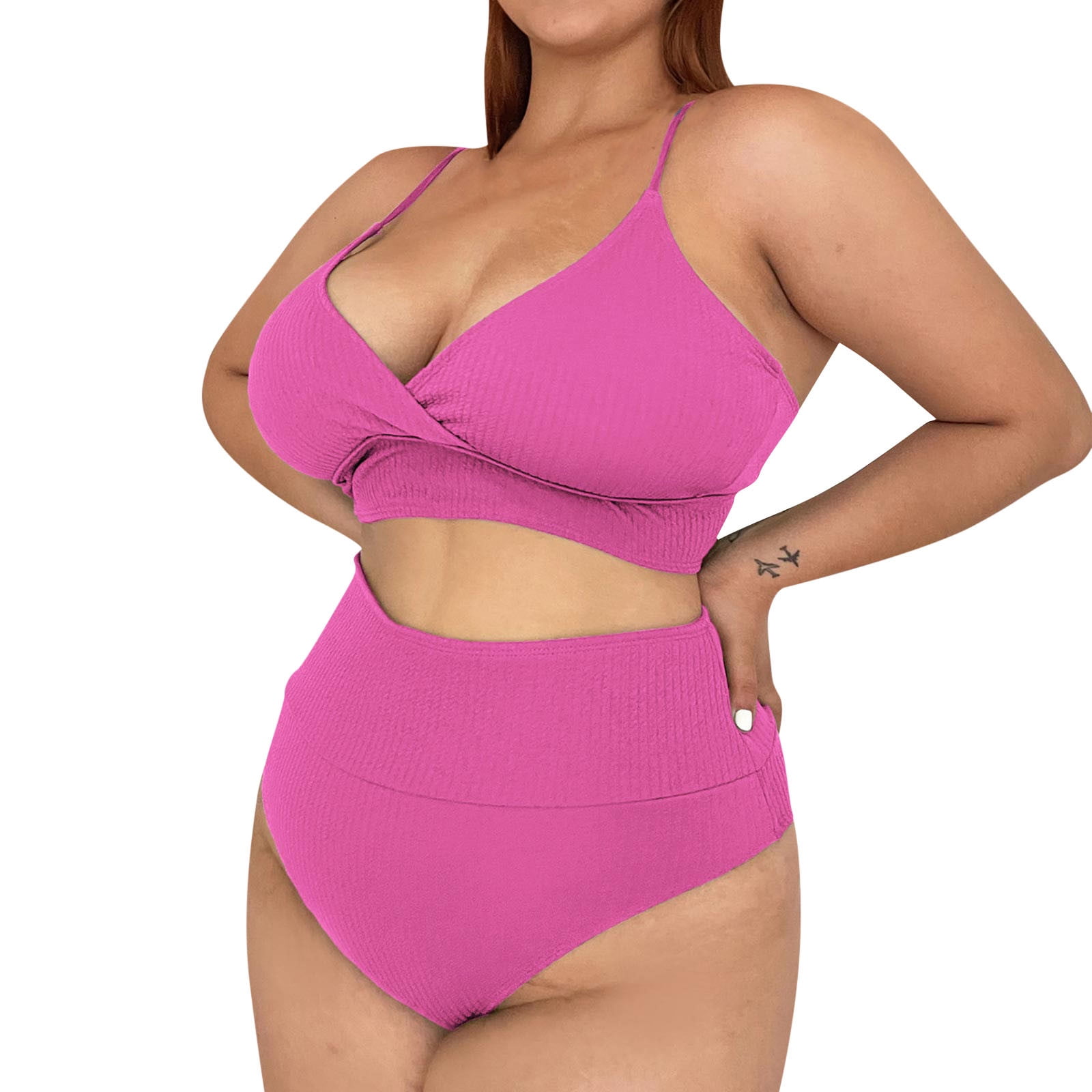 Swimsuit For Women 2024 Stock Drop Bandage Push Up Bra Bikini Solid