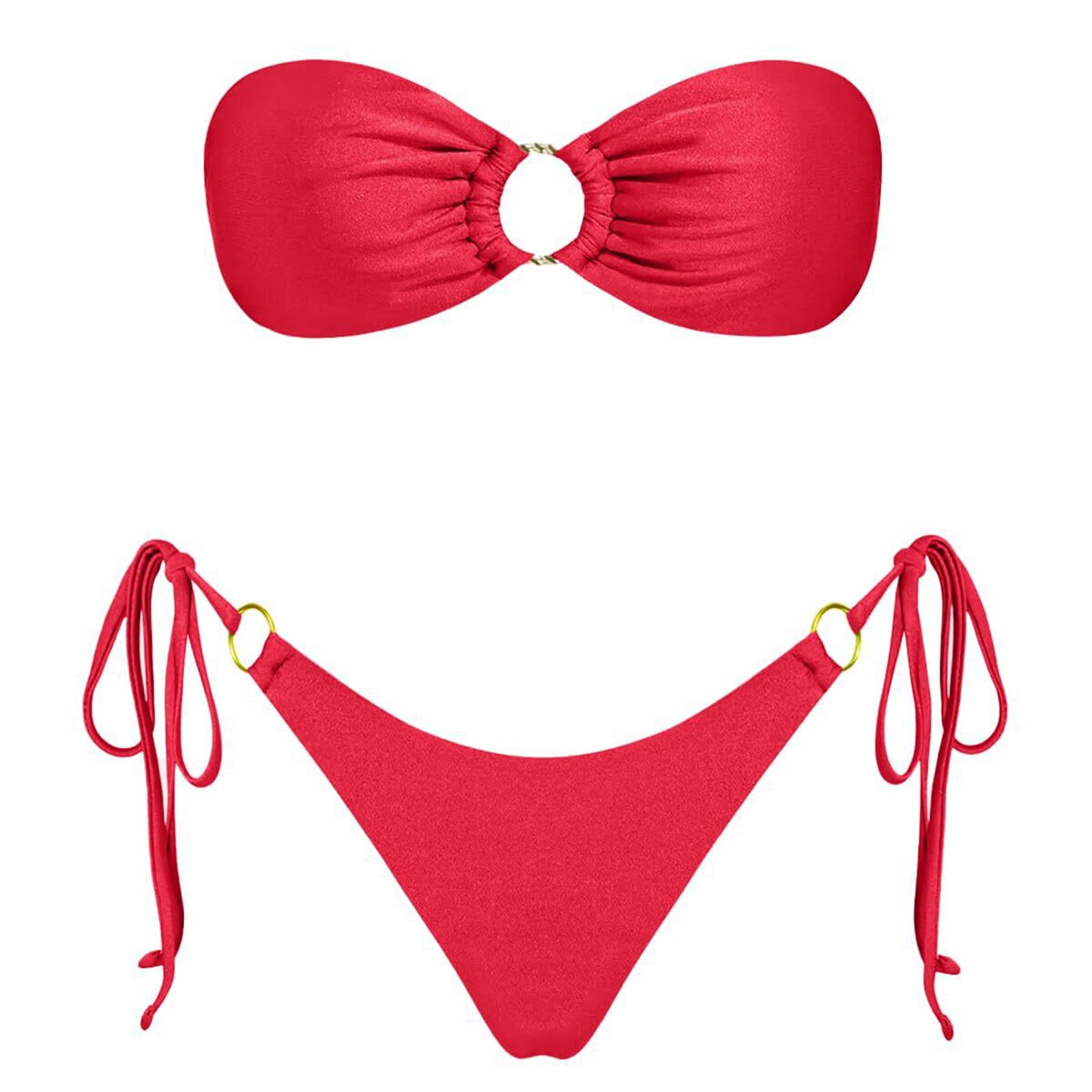 Swimsuits Fashion Sexy Strapless Swimsuit Solid Color Split Swimsuit ...