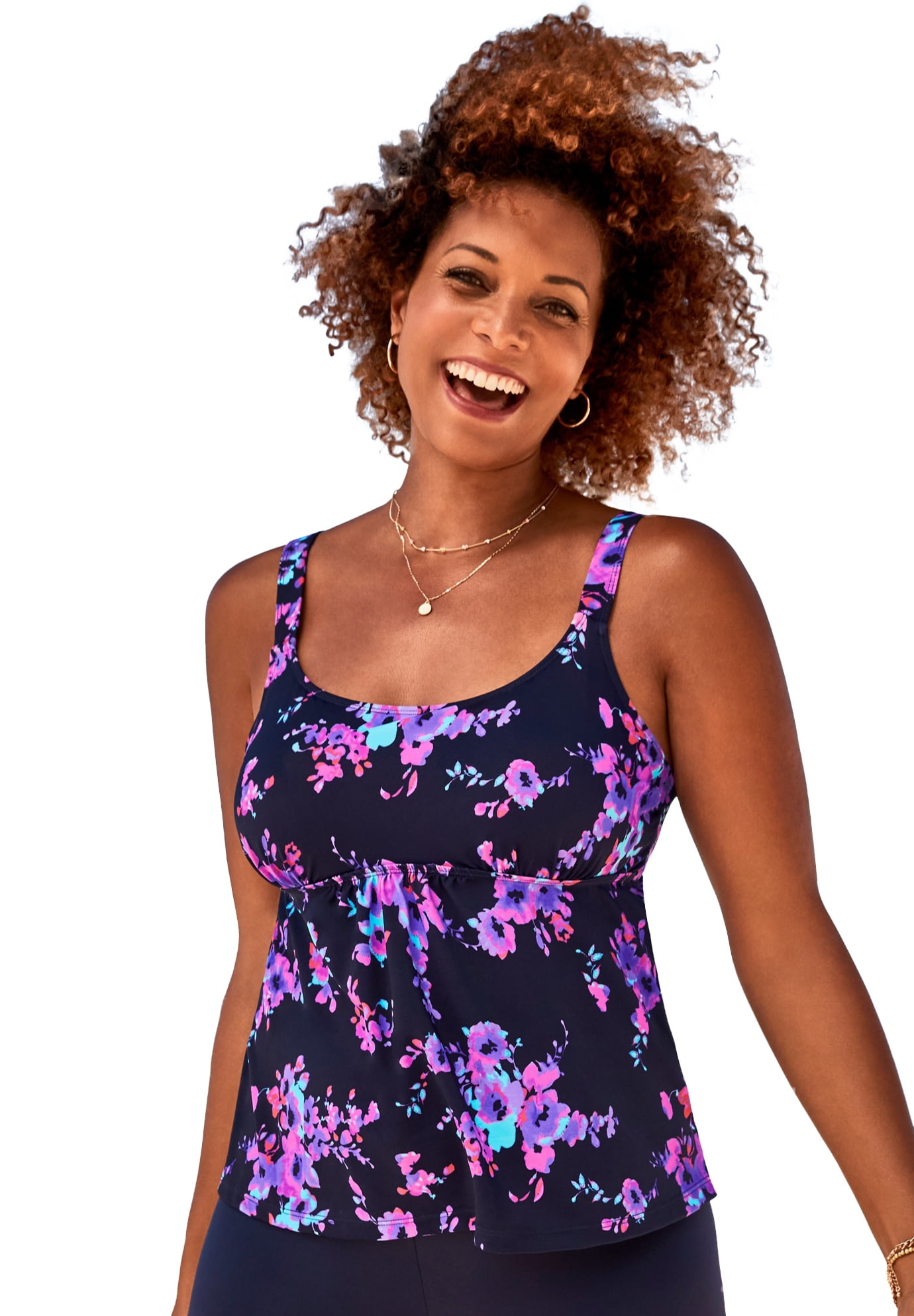 Swimsuits For All Women's Plus Size A Line Relaxed Fit Flared Tankini ...